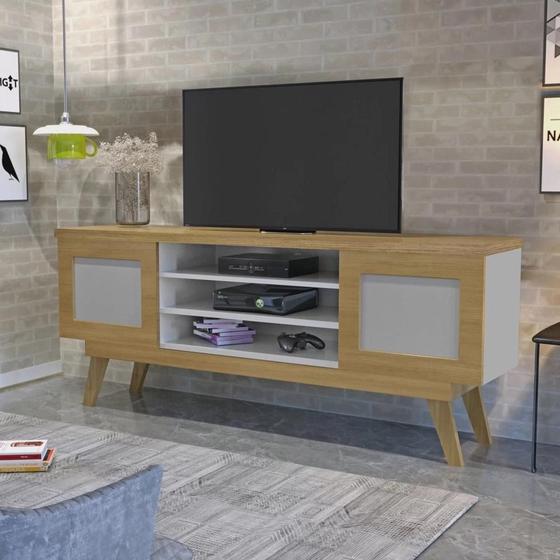 Rack para TV até 65 Polegadas 2 Portas Detroit Valdemóveis Cinamomo/Off White - Valdemoveis ...