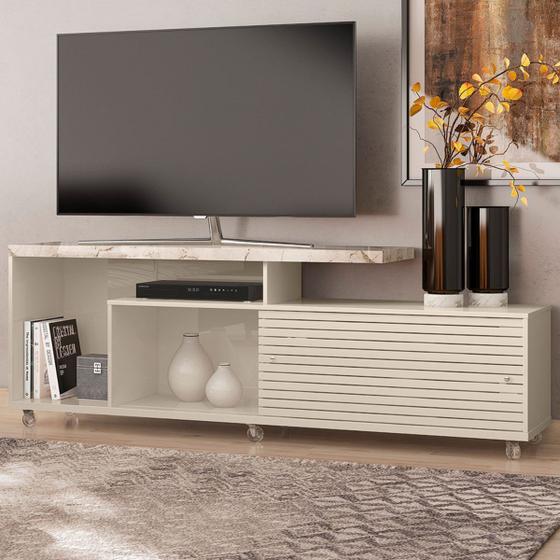 Rack Para Tv Até 65 Polegadas Frizz 2 Portas Calacata/off White ...
