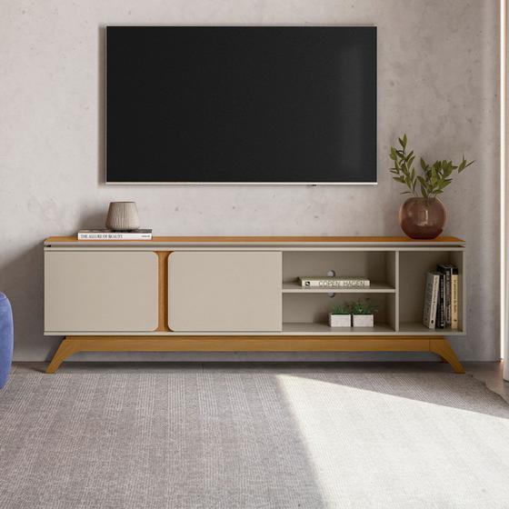 Rack para TV Até 70 Polegadas Istambul 2 Portas Nature/Off White - Linea Brasil - Rack ...