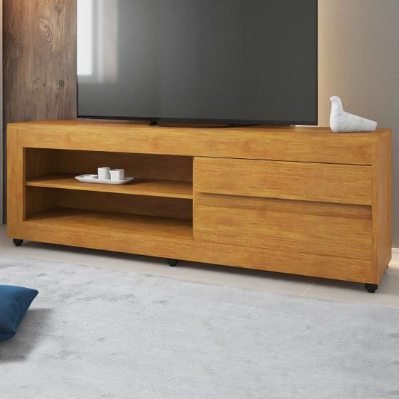 Rack Para Tv Até 70 Polegadas Uno 2 Gavetas 1 Prateleira Mel - Viero Móveis - Rack - Magazine Luiza