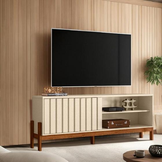 Rack para TV até 75 Polegadas Ripado 1 Porta Aurora Mobler - Rack ...