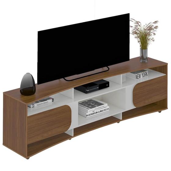 Rack para TV até 86" 2 Portas 7 Nichos Detalhes Curvos Artely Leblon ...