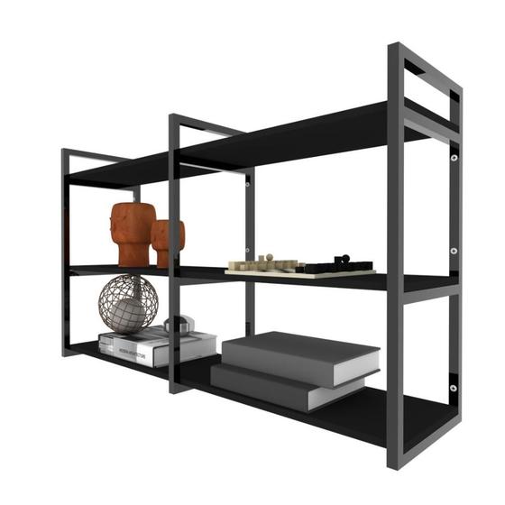 Rack Prateleira industrial home parede hack bancada rack rak preto - E ...