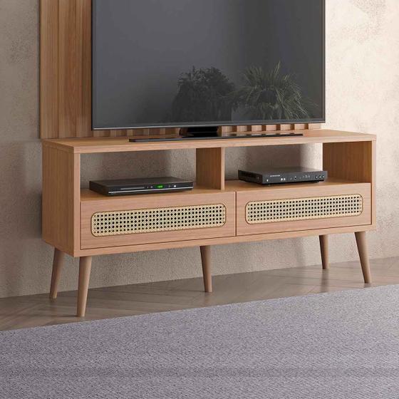 Rack Retrô MDF e Tela em Palha Natural Dalla Costa 2 Gavetas - Rack ...