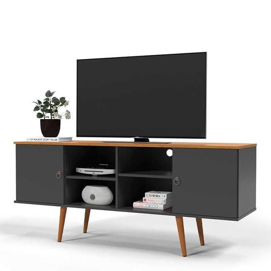 Rack Retrô Para TV 55 Polegadas 160cm Estrela Patrimar Grafite/Cinamomo - Rack - Magazine Luiza