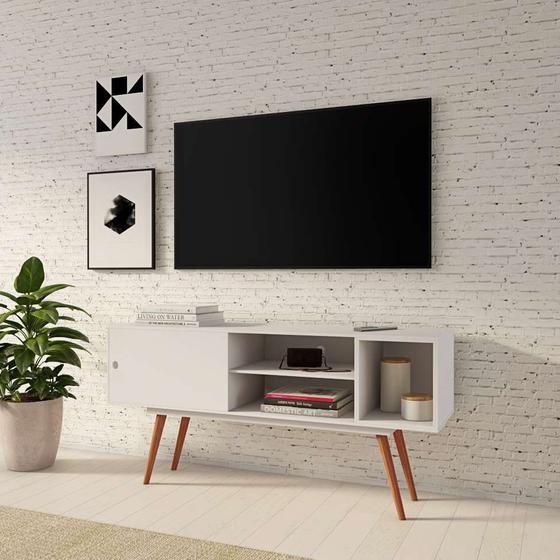 Rack Retrô Piha Branco 140 cm - Mobly - Rack - Magazine Luiza