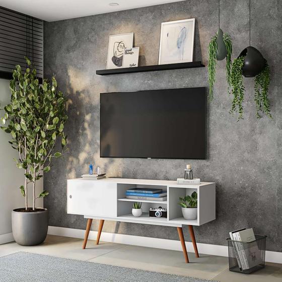 Rack Retrô Rangiora Branco 140 cm - Mobly - Rack - Magazine Luiza