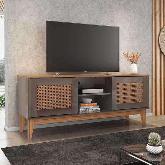 Rack Safira Cinza Pérola e Noce 135 cm - Casa D - Rack - Magazine Luiza