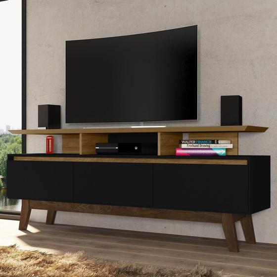 rack sala de tv 60 polegadas 3 portas 3 nichos 160 cm altura 65 cm profundidade 38 cm marrom e ...