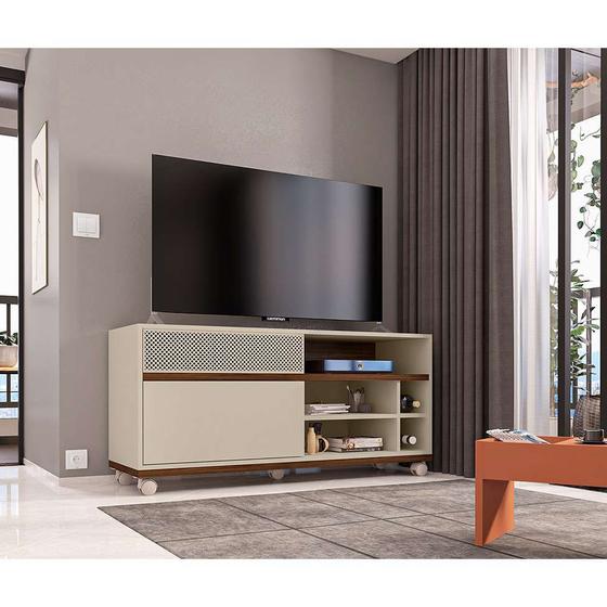 Rack Slide Off White e Havana 120 cm - Caemmun - Rack - Magazine Luiza