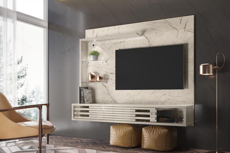 Rack Suspenso para TV 50 Polegadas Frizz Select Madetec Calacata Off ...