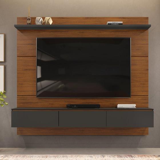 Rack Suspenso para TV até 65 Polegadas 3 Portas 1 Prateleira Mateo DJ Móveis - Rack com Painel ...