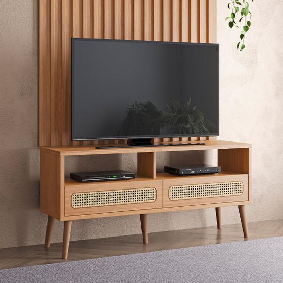 Rack Tela para TV em MDF 135 cm com 2 Gavetas Freijó Dalla Costa - Rack ...