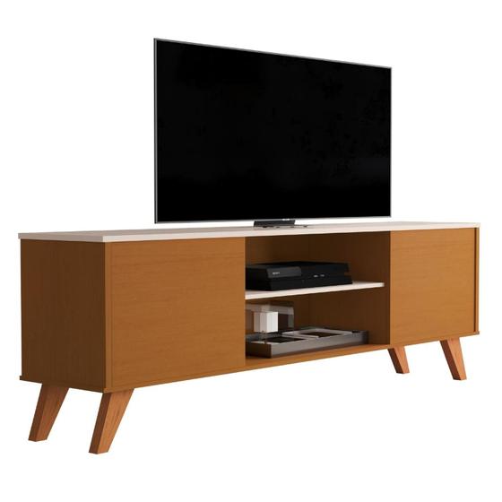 Rack TV 50 Polegadas Bancada Sala Casa 2 Portas Com Prateleiras Nicho Retro - Sal - Movelaria ...