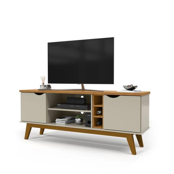 Rack TV até 55" Retrô 2 Portas Prism 1.6 Off White/Cinamomo - Patrimar ...