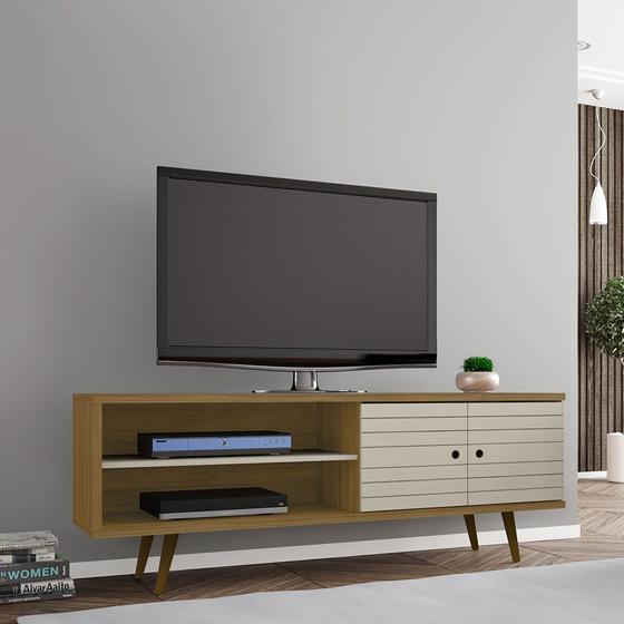 Rack Tv Estilo Retro Onix Cor Cinamomo e Off White - MOVEIS BECHARA ...