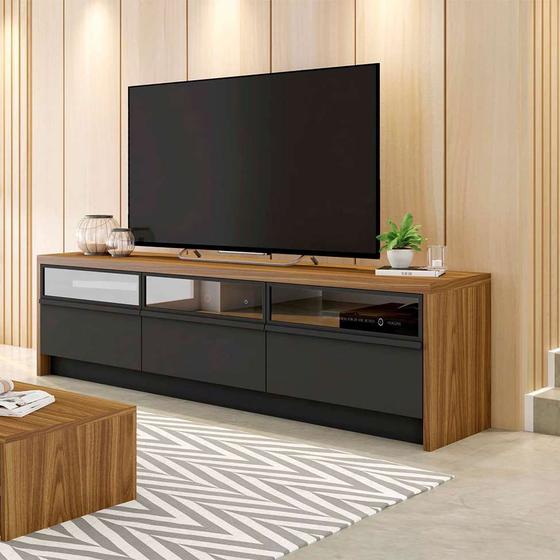 Rack Vectro Louro Freijó e Preto 200 cm - Caemmun - Rack - Magazine Luiza