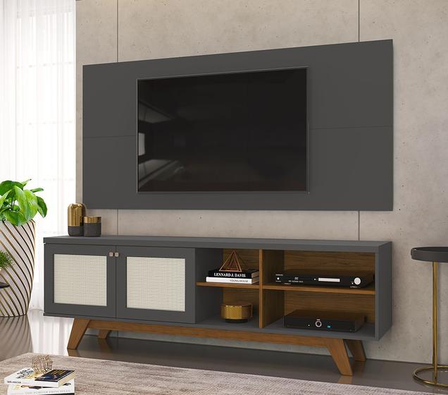 Rack Zara com Painel Toni para TV até 50 Polegadas 02 Portas Freijó ...