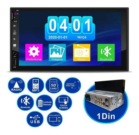 Rádio Automotivo Bluetooth Som Mp5 1 Din Espelhamento Usb Aux Sd Card - First Option - Som ...