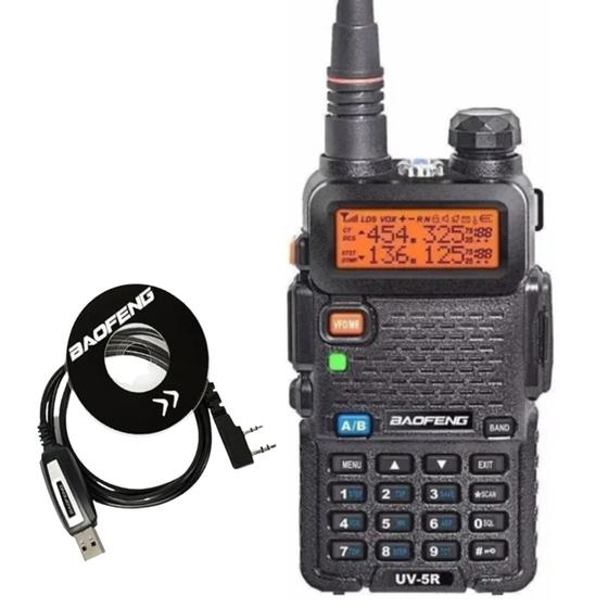 Rádio Comunicador Ht Dual Band Uhf Vhf Fm Baofeng Uv-5r Mais Cabo ...