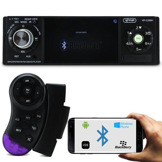 Radio De Carro bluetooth USB e leitor de cartão SD MP3 Fm Knup KP-C29BH - Som Automotivo ...