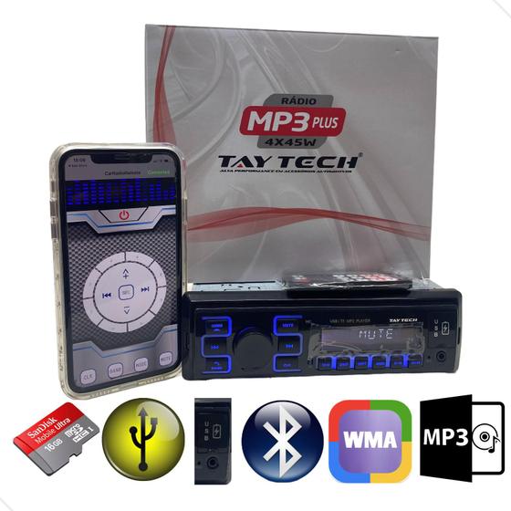 Radio De Carro Mp3 Fm Bluetooth Entrada Aux Micro Sd 2 Usb - Tay Tech ...