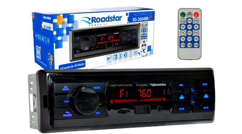 Rádio de Carro Som Automotivo Bluetooth Roadstar USB Micro SD FM ISO ...