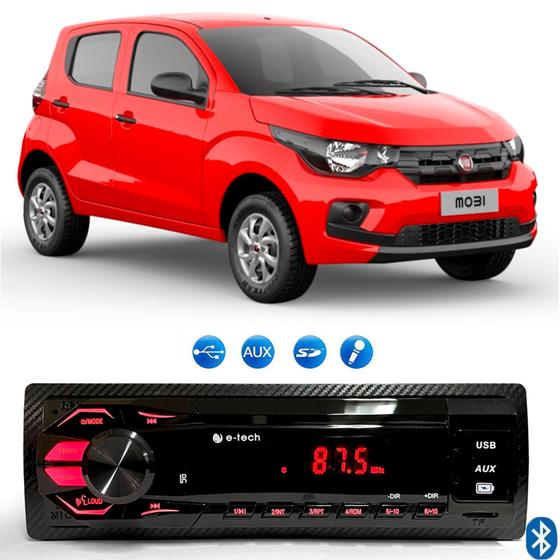 Radio Mp3 Automotivo Bluetooth Usb Cartão Sd Fiat Mobi - E-TECH - Som ...