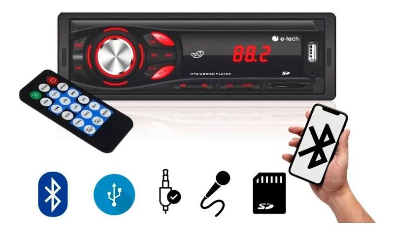 Rádio P/ Carro Mp3 Player Pen Drive Automotivo Usb Aux - E-TECH - Som Automotivo - Magazine Luiza