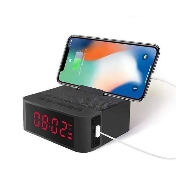 Rádio Relógio Despertador com Alarme e Caixa de Som Bluetooth com ...