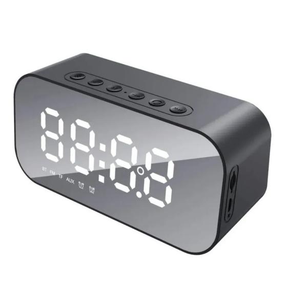 Rádio Relógio Portátil Som HD Bluetooth FM SD AUX + Carregador Bivolt ...