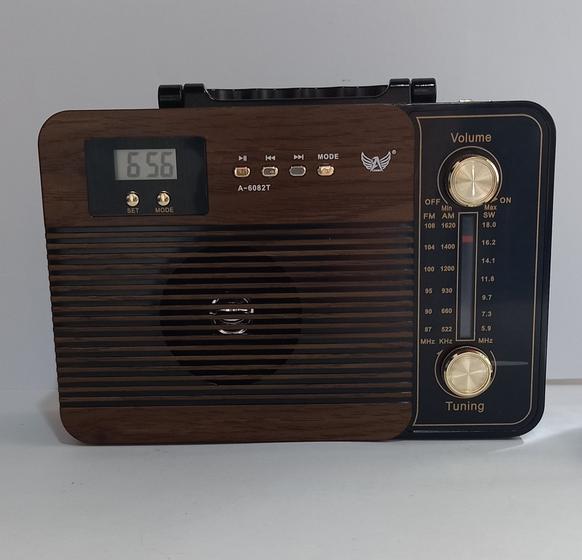 Rádio Retro Bluetooth Usb Am Fm Aux com Relógio e Lanterna Recarregável ...