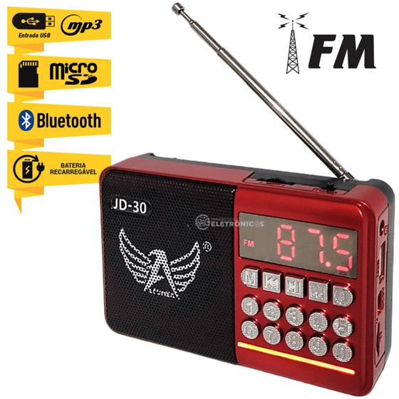 Rádio Retro Fm Bluetooth Mp3 Entradas Usb/micro Sd Bateria Recarregável Jd30 - LTOMEX - Caixa de ...