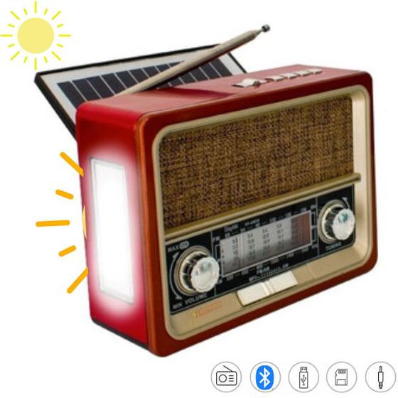 Rádio Retro Vintage Placa Solar USB Bluetooth Lanterna Led - Santiago ...