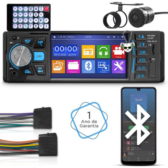 Rádio Som Automotivo Carro 1 Din Mp4 Tela 4.2 Polegadas Espelhamento Bluetooth Logo de ...
