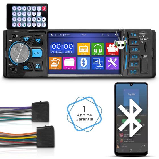 Rádio Som Automotivo Carro 1 Din Mp4 Tela 4.2 Polegadas Espelhamento Bluetooth Logo de ...