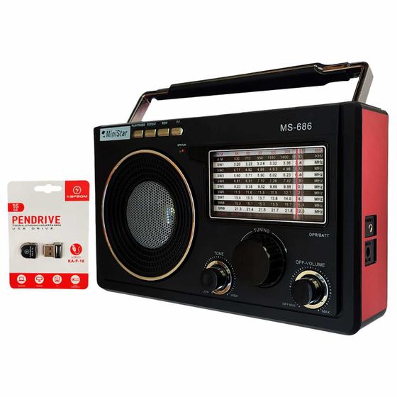 Rádio Vintage Retro Usb E Sd Bluetooth Potente Portátil Am Fm Pen Drive ...