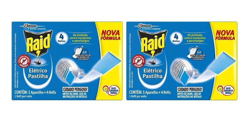 Raid Elétrico Pastilha 2 Aparelho + 8 Refis Nova Fórmula - Repelente e ...