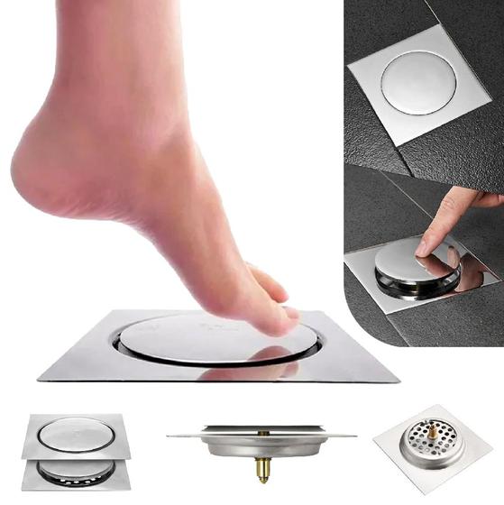 Ralo Click Inteligente Quadrado 15x15 Cm -10x10 Cm De Aço Inox Para ...