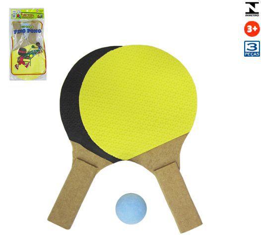 Raquete Ping Pong Tênis Mesa EVA c/ Cabo De Madeira +Bolinha - MCC ...