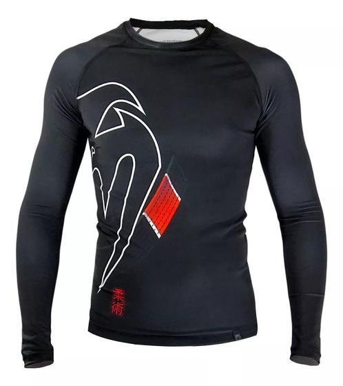 Rash Guard Compressão Jiu Jitsu Muay Thai Mma Venum Black Belt Dark ML ...