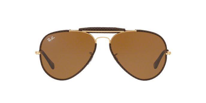 Ray-Ban Aviador Caçador Craft RB3422Q 9041 Marrom Leather Lente Marrom ...