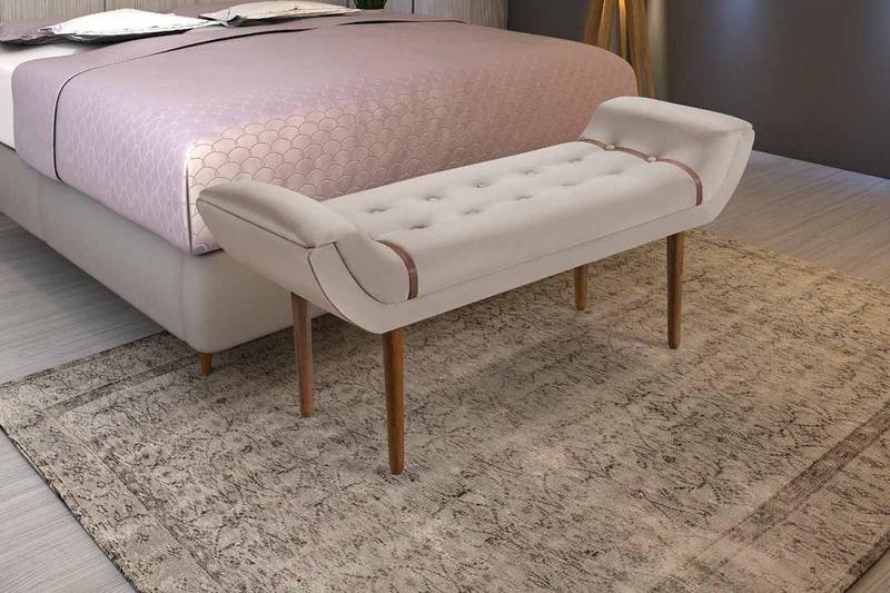 Recamier Banco Cama Casal 150cm Retrô Pés Madeira Palha - C&A Shop ...