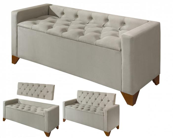 Recamier Baú Luxo Banco Divã Sofá Califórnia 1,30m Moderno Sapateira ...