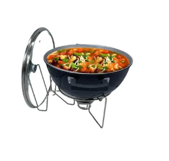 Rechaud Preto 5L Em Aluminio Com Suporte Para Tampa de Vidro - Le ...