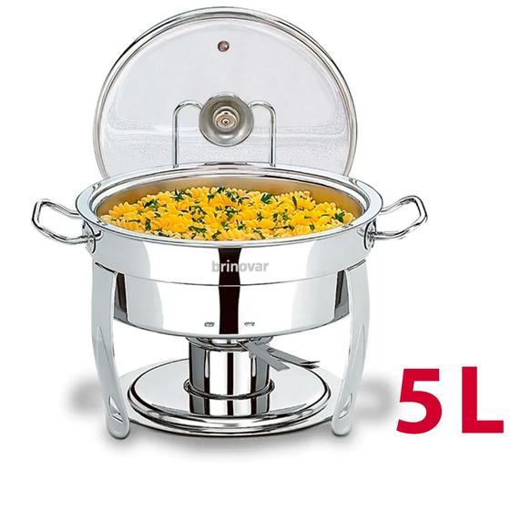 Rechaud Redondo Banho Maria Aço Inox Brinovar 5 Litros - Rechaud ...