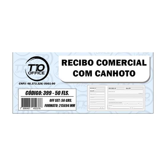 Recibo Comercial Com Canhoto T10 Office - 5 Blocos c/50 Folhas. - Recibo - Magazine Luiza