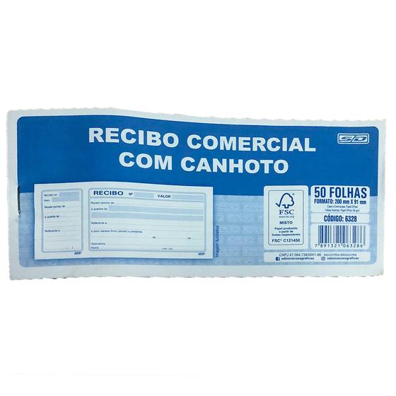 Recibo Comercial Grande C/ 50 Folhas - C/ Canhoto Destacável - Papelaria Store - Recibo ...