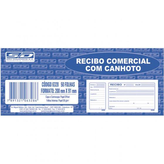 Recibo Comercial São Domingos Com Canhoto 50 fls 200mm X 91mm PCT C/20 - Recibo - Magazine Luiza