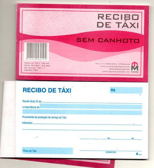 Recibo de Taxi sem canhoto - MARSE- 50 fls - Recibo - Magazine Luiza